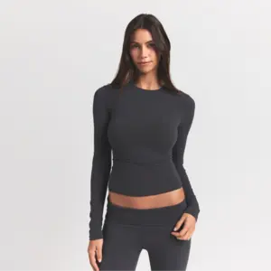 SKIMS Long Sleeve Cotton Jersey T-Shirt Ash