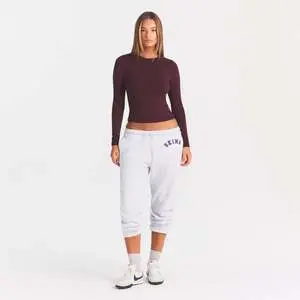 SKIMS Cotton Jersey Long Sleeve T-shirt - Currant