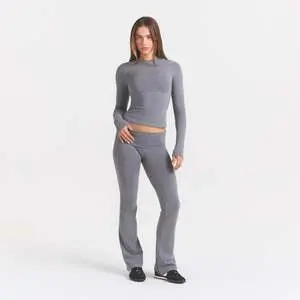 SKIMS SKIMS Cotton Jersey Long Sleeve T-Shirt Dark Heather Grey