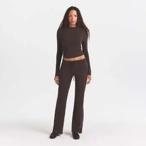 SKIMS Cotton Jersey Long Sleeve T-Shirt Espresso