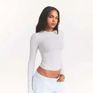 SKIMS Long Sleeve T-shirt - Light Heather Grey