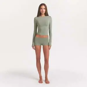 SKIMS Long Sleeve Cotton Jersey T-Shirt Mineral