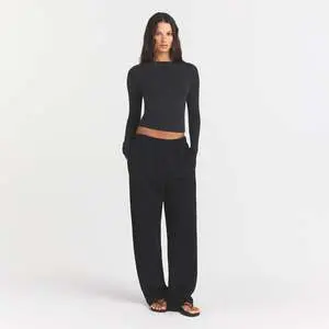 SKIMS Long Sleeve Cotton Jersey T-Shirt Soot