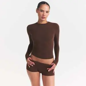 SKIMS Long Sleeve T-shirt - Cocoa