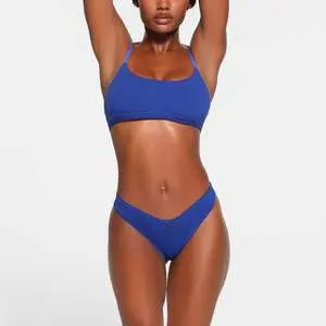 SKIMS Cotton Jersey Scoop Bralette Cobalt
