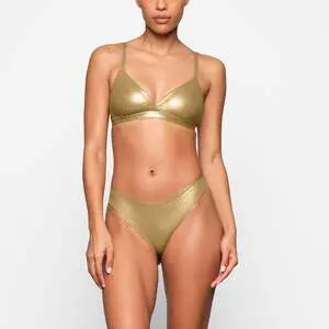 SKIMS Fits Everybody Crossover Bralette Gold