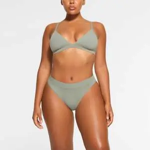 SKIMS Cheeky Tanga | Green | | Cotton Jersey - Mineral
