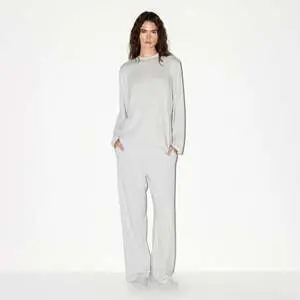 SKIMS Boyfriend Long Sleeve T-shirt - Light Heather Grey