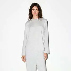 SKIMS Boyfriend Long Sleeve T-shirt - Light Heather Grey