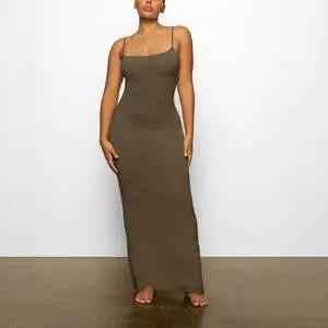 SKIMS SKIMS Soft Lounge Long Slip Dress Army