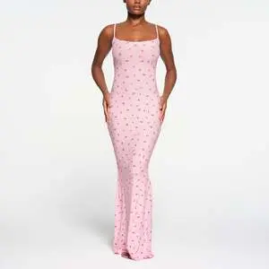 SKIMS SKIMS Soft Lounge Long Slip Dress Cherry Blossom Print
