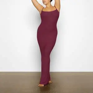 SKIMS SKIMS Soft Lounge Long Slip Dress Wine