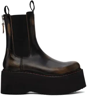 R13 R13 Black Double Stack Smudge Chelsea Boots - Art Remove