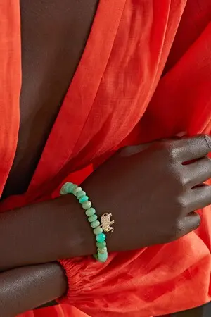 SYDNEY EVAN Elephant Chrysoprase And Diamond Bracelet
