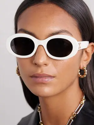 Celine Triomphe Oval Sunglasses - White