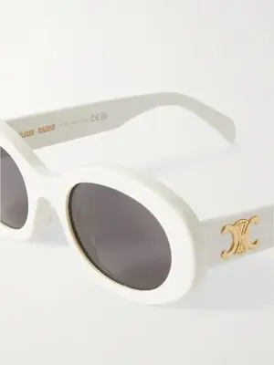 Celine Triomphe Oval Sunglasses - White