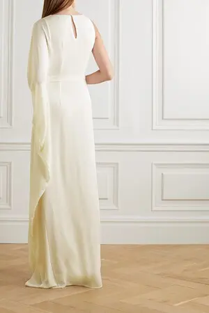 Halston One-shoulder Asymmetric Crepe Gown