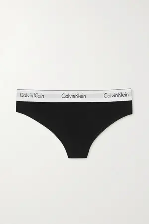 Calvin Klein Modern Cotton Stretch Cotton-blend Jersey Thong - Black