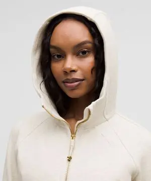 Lululemon Scuba Full-zip Hoodie - Heathered Light Ivory/gold