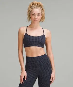 Lululemon Flow Y Bra Nulu Micro Houndstooth Blue Multi