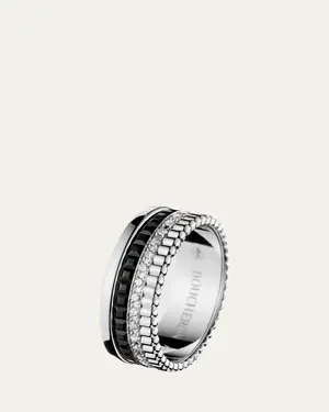 Boucheron Quatre Small Ring In With Diamonds And Black Pvd - White Gold
