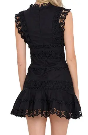 Endless Rose Plunge Neck Tiered Lace Dress