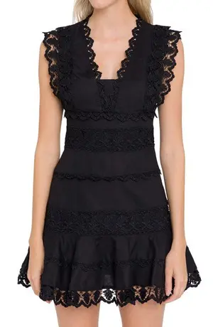 Endless Rose Plunge Neck Tiered Lace Dress