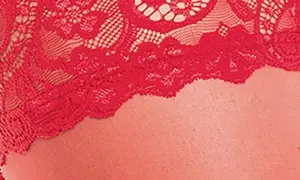 GLAMORY HOSIERY Comfort Lace Top Stockings - Red