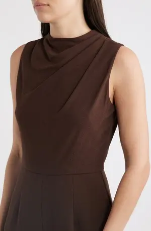 Black Halo Corrine Draped Bodice Wide Leg Jumpsuit - Espresso