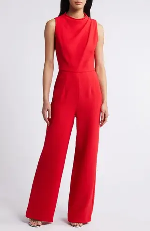 Black Halo Black Halo Corrine Draped Bodice Wide Leg Jumpsuit Wildfire