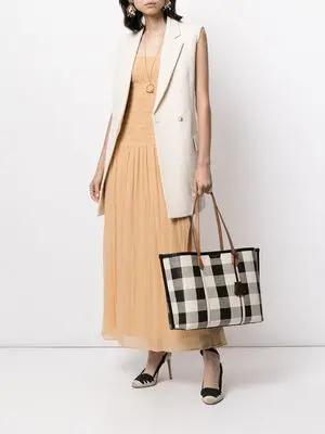 Tory Burch Perry Gingham Triple-compartment Tote