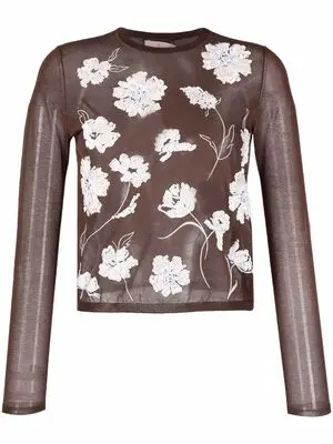 Tory Burch Floral-embroidered Knit Top