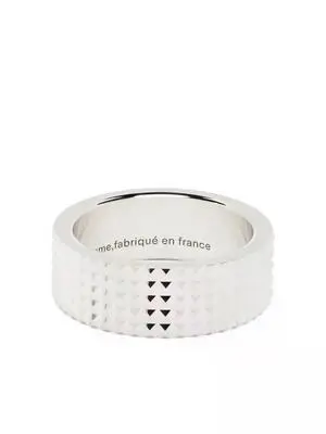 Le Gramme Guilloché Pyramid Ribbon Ring - Silver