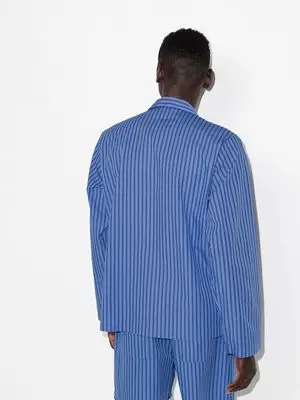 TEKLA Striped Poplin Pajama Shirt - Blue