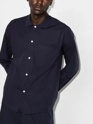 TEKLA Long-sleeve Poplin Pajama Shirt - Blue