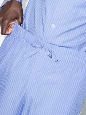 TEKLA Striped Drawstring Pajama Bottoms - Blue