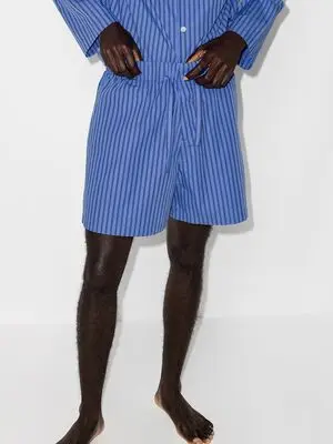 TEKLA Striped Pajama Shorts - Blue