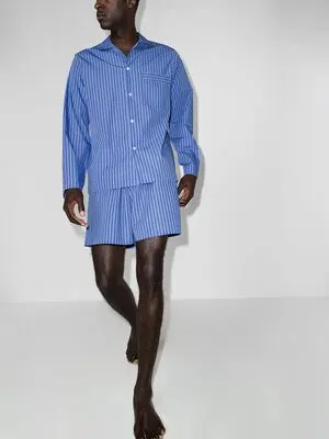 TEKLA Striped Pajama Shorts - Blue