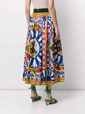 Dolce & Gabbana Carretto-print Twill Midi Skirt - Blue