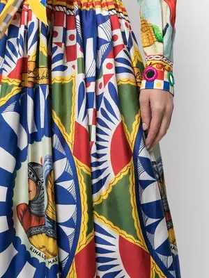 Dolce & Gabbana Carretto-print Twill Midi Skirt - Blue