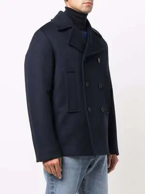 Valentino Garavani Ribbed-panel Double-breasted Coat