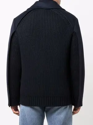 Valentino Garavani Ribbed-panel Double-breasted Coat