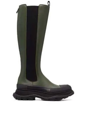 Alexander McQueen Tread Slick Leather Mid-calf Boots