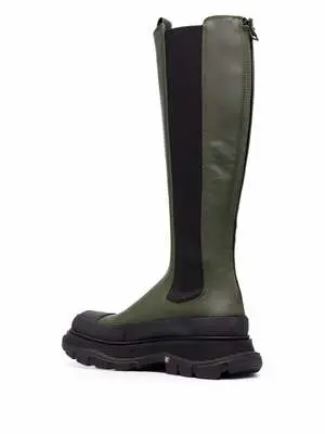 Alexander McQueen Tread Slick Leather Mid-calf Boots