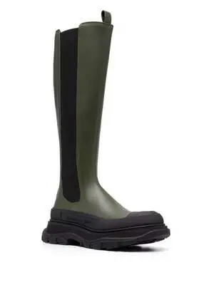 Alexander McQueen Tread Slick Leather Mid-calf Boots