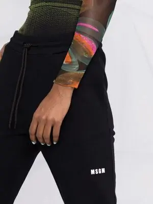 MSGM Logo-print Cotton Joggers - Black