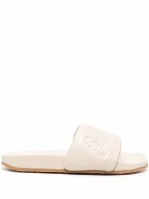 AMBUSH Logo-quilted Leather Slides - Neutrals