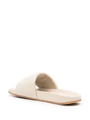 AMBUSH Logo-quilted Leather Slides - Neutrals
