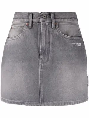 Off-White Logo-print Denim Skirt - Grey