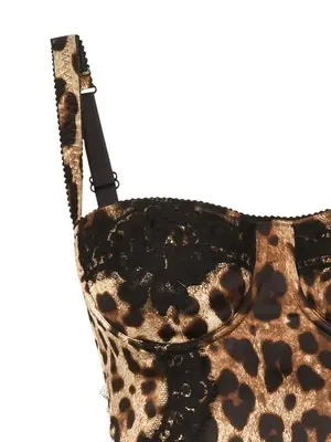 DOLCE & GABBANA Leopard-Print Silk Balconette Bodysuit